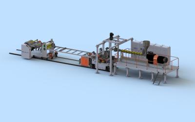 China 300-1200kg/h PET Thermoforming Sheet Production Line Twin Screw Design Without Crystallization High Energy Efficiency In Heating System for sale