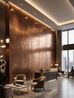 China Antique Etched Red Copper Patina 304 Stainless Steel Sheet for Decorative Metal Wall Cladding for sale
