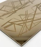 China 8K Titanium Gold Mirror Stainless Steel Sheet with Abstract Crisscross Geometric Lines Etched for Rust and Scratch Resistant Luxury Decoration for sale
