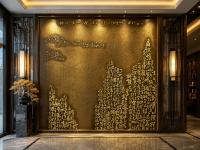 China Ancient Calligraphy Mountain Landscape Etched Stainless Steel Decorative Panel with Anti-Fingerprint Matte Finish and Customizable Color Options for sale
