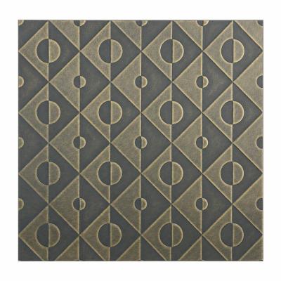 China Geometric Circle & Diamond Pattern Decorative Stainless Steel Sheet with Antique Gold-Black PVD Coating and Scratch-Resistant Surface for sale