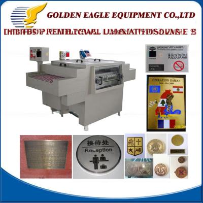 China GE-S650 Metal Name Plate Engraving Machine 650mm Working Width 5.5kw Acid Etching for Logos for sale