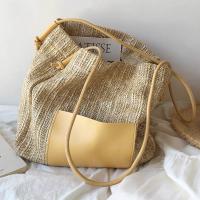 China Women's Personalized Casual Tote with Two Handles/Straps Summer Sea Beach Trim Raffia Bag for sale
