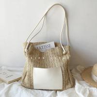 China Women's Personalized Casual Tote with Two Handles/Straps Summer Sea Beach Trim Raffia Bag for sale