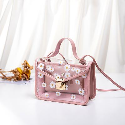 China Small Daisy PVC Summer Korean Transparent Models Jelly Cell Phone Customized Tote Bag for sale