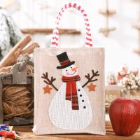 China Santa Snowman Elk Christmas Gift Striped Linen Hanging Leg Tote with Custom Logo for sale