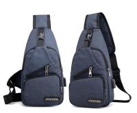 China Zipper Closure Canvas USB Charging Anti-Theft Chest Bag for Men on Short Trips for sale