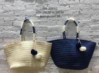 China Two Straps Woven Straw Beach Bucket Bag for Large Capacity Vacation Leisure for sale