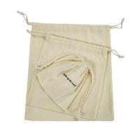 China Organic Cotton Muslin Double Shopping Canvas Drawstring Pouch Dust Bag for handbag shoe Custom Logo for sale
