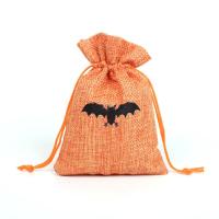China Shopping Pumpkin Gift Bag 9*12cm Orange Festival Halloween Drawstring Burlap Material for sale
