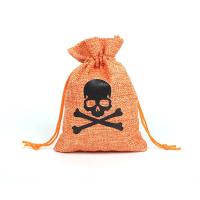 China Shopping Pumpkin Gift Bag 9*12cm Orange Festival Halloween Drawstring Burlap Material for sale