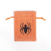 China Shopping Pumpkin Gift Bag 9*12cm Orange Festival Halloween Drawstring Burlap Material for sale
