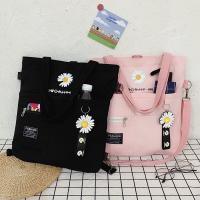 China Canvas Ostrich Pattern Wearable Shoulder Yellow Customized Printed Logo Tote Bag for sale
