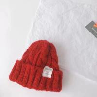 China Customized Logo Solid Color Japanese Twist Knitted Hat for Autumn and Winter Students for sale