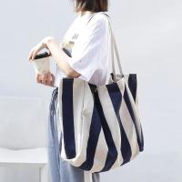 China Customized Color Cotton Canvas Bag for Shopping OEM/ODM Acceptable Striped Tote Bag for sale
