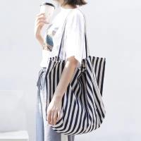 China Customized Color Cotton Canvas Bag for Shopping OEM/ODM Acceptable Striped Tote Bag for sale