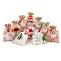 China OEM/ODM Accepted Canvas Santa Cookie Bag for Christmas Ship Knitted Burlap Gifts Bags for sale