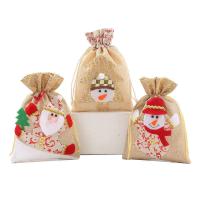 China OEM/ODM Accepted Canvas Santa Cookie Bag for Christmas Ship Knitted Burlap Gifts Bags for sale