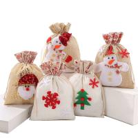 China OEM/ODM Accepted Canvas Santa Cookie Bag for Christmas Ship Knitted Burlap Gifts Bags for sale