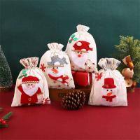 China OEM/ODM Accepted Canvas Santa Cookie Bag for Christmas Ship Knitted Burlap Gifts Bags for sale