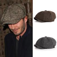 China Spring and Autumn Men's Hat Plain Dyed Wool Beret with Retro England Octagonal Design for sale