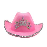China Feathered Border Pink Western Cowboy Hat with Light Pink Crown and Customizable Logo for sale