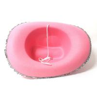 China Feathered Border Pink Western Cowboy Hat with Light Pink Crown and Customizable Logo for sale