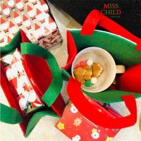 China Customized Color Christmas Bag with Handmade Felt Santa Claus Snowman Reindeer Design for sale