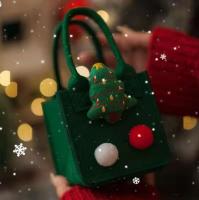 China Red Colorful Felt Bag Custom Logo Accepted Christmas Gift Bag for Ins Style for sale