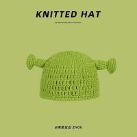 China Unisex Adult Hat Party Balaclava Monster Shrek Wool Winter Knitted Green Funny Beanie Skullies Hat for Handmade for sale
