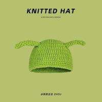 China Unisex Adult Hat Party Balaclava Monster Shrek Wool Winter Knitted Green Funny Beanie Skullies Hat for Handmade for sale
