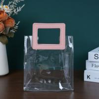 China Travel and Outgoing Ladies Beach Bag Transparent Pvc Shopping Bag with Leather Handle for sale