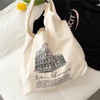 China Handled Style Custom Full Printed Logo Big Canvas Tote Bag for Shopping and Beach for sale