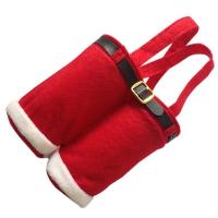 China Santa Claus Pants Shaped Gift Bags for Holiday Gifts Candy Bag Christmas Decorations for sale
