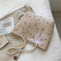 China Beach Grass Woven Single Shoulder Tote Bag with Beautiful Bow in Customized Color for sale