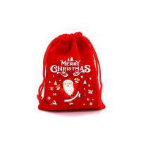China Custom Giant Xmas Bag Red Velvet Drawstring Christmas Santa Sack with Customized Logo for sale
