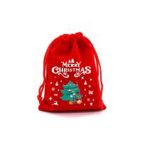 China Custom Giant Xmas Bag Red Velvet Drawstring Christmas Santa Sack with Customized Logo for sale