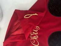 China Custom Giant Xmas Bag Red Velvet Drawstring Christmas Santa Sack with Customized Logo for sale