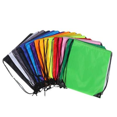 China String Closure Custom Logo Nylon Drawstring Bag Backpack Recycled Waterproof Polyester for sale
