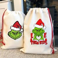 China Customized Color Sublimation Christmas Drawstring Bag for Customized Gift Wrapping for sale