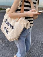 China Stylish Ostrich Pattern Canvas Handbag Ideal for Casual Summer Outings and Shopping for sale