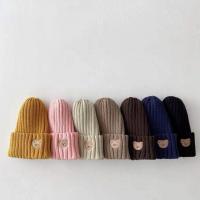 China Autumn Winter Children Solid Color Knitted Hats for Kids Girls Boys 10x9.5cm Beanies for sale