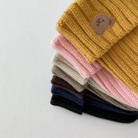 China Autumn Winter Children Solid Color Knitted Hats for Kids Girls Boys 10x9.5cm Beanies for sale