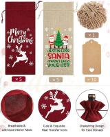 China Reusable Jute Christmas Wine Bags for Wine Bottles Customized Letter Pattern Type for sale