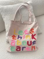 China Custom Logo Accepted Ostrich Pattern Cotton Tote Bags for Eco Friendly Shopping for sale
