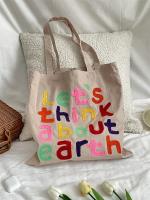 China Custom Logo Accepted Ostrich Pattern Cotton Tote Bags for Eco Friendly Shopping for sale