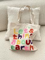 China Custom Logo Accepted Ostrich Pattern Cotton Tote Bags for Eco Friendly Shopping for sale