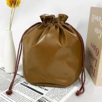 China Custom Logo Printed PU Leather Drawstring Bag For Customized Color Cosmetic Packaging for sale
