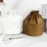 China Custom Logo Printed PU Leather Drawstring Bag For Customized Color Cosmetic Packaging for sale