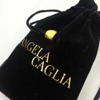 China Portable Black Flocking Gold Printing Velvet Pouch for Customized Jewelry Packaging for sale